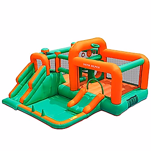 Doctor Dolphin Inflatable Bounce House with Bouncers Slide Toddler Ball Pit Bouncy Play House with Blower for Kids Indoor or Outdoor