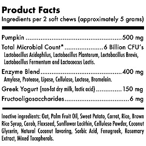 Probiotics for Dogs Natural Digestive Enzymes Prebiotics for Allergy Itch Relief Gut Flora Coprophagia Bowel Support Treatment Anti Diarrhea for Dogs Pet Health Immune System Support 120 Soft Chews