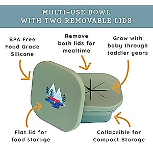 Austin Baby Co Silicone Collapsible Snack Bowl – Reusable Snack Container with Two Specialized Lids – BPA free, Dishwasher Safe and Leakproof for Toddlers & Babies