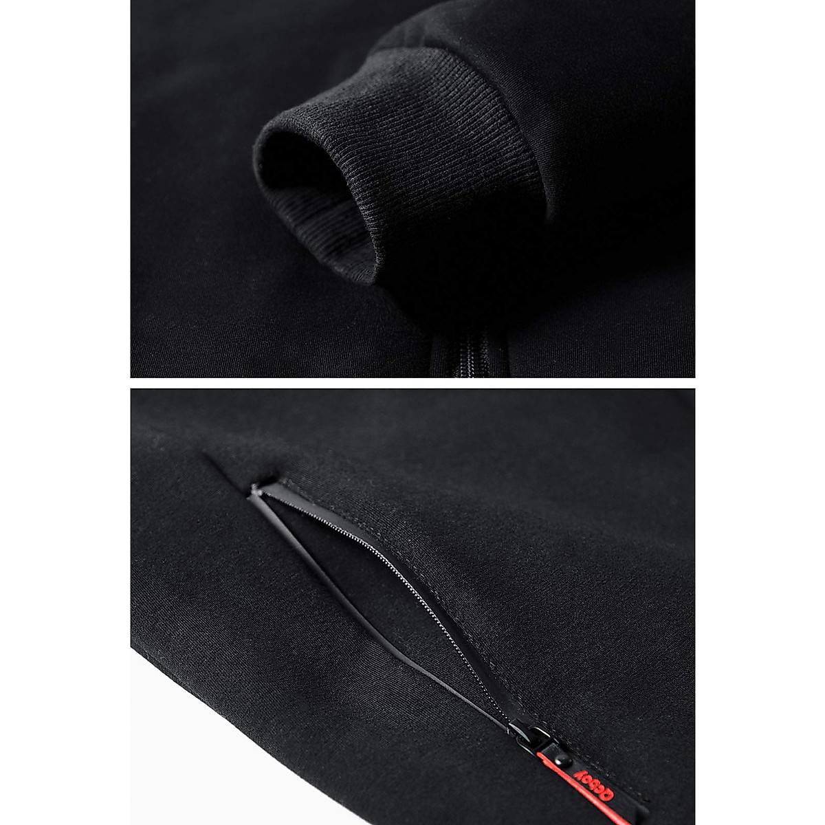 Flygo Hoodies for Men Zip Up Winter Fleece Sherpa Lined Sweatshirt Warm Jacket(Black-XL)