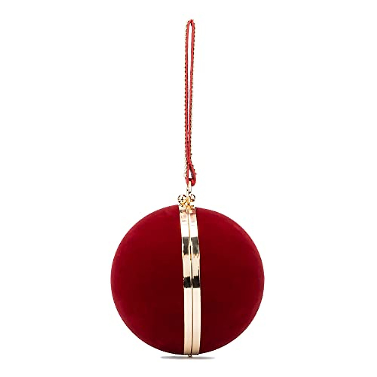 Olivia Miller Women’s Fashion Mary Round Ball Red Clutch w Detachable Chain Strap, Evening Handbag, Small Wedding Prom Party Pouch Bag