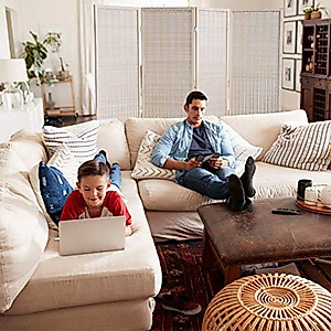 FDW Room Divider Room Divider Wall Folding Privacy Wooden Screen 4 Panel 72 Inches High 17.7 Inches Wide Room Divider for Living Room Bedroom Study,Natural