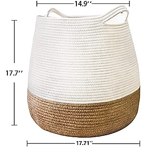 Goodpick Boho Woven Storage Basket Rope Laundry Basket with Handles (Set of 2)