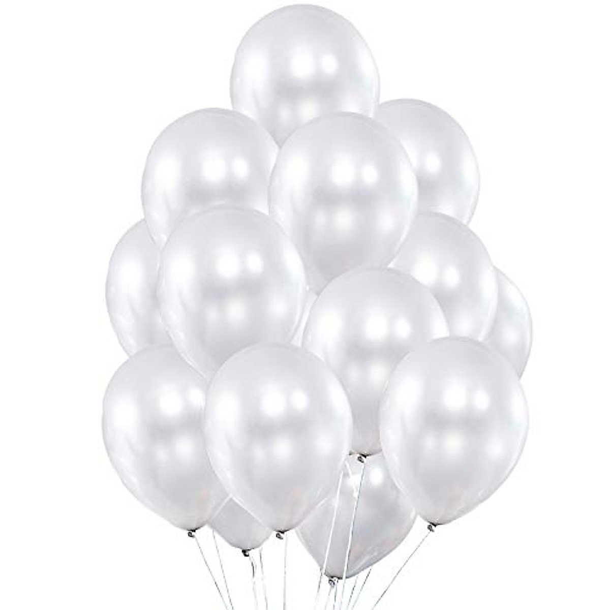 Fayoo White Balloons, 12 Inch White Metallic Balloon Party Decoration for Baby Shower, Christmas Decorations, Birthdays, Bridal Shower, Valentine’s Day, Graduation 100 Pcs 3.2g