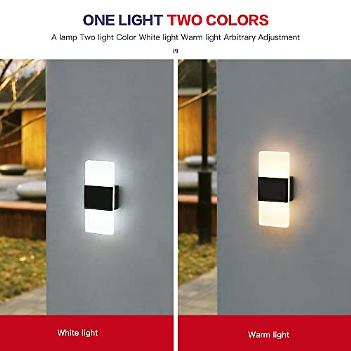 YONCDIAT Solar Lights Outdoor, White and Warm 2 Color,12LED IP65 Waterproof Solar Powered for Wall Outside Garden Fence Porch【2 Pack】 (S)