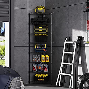 pouseayar 8-Tier NSF Metal Corner Shelf Wire Shelving Unit - 400lbs Capacity, Adjustable, with Leveling feet - Ideal for Garage, Kitchen, and More - 20" L x 20" D x 82" H - Triangle-Shape - Black