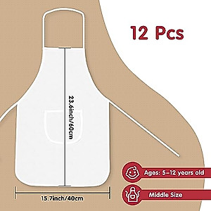 Ecoofor 12 Pieces Kid Aprons, Kid Chef Aprons with Pocket Children Chef Apron for Boys Girl's Kitchen Cooking (Ages 5-12)