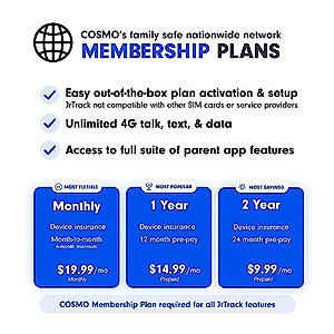 JrTrack 2 SE Smart Watch for Kids by Cosmo | 4G Phone Calling & Text Messaging | SIM Card & Flexible Data Plans | GPS Tracker Watch for Kids | Children’s Smartphone Alternative (Blue)