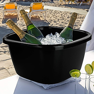 HOMMP 2-Pack 18 Quart Large Plastic Wash Basin Dishpan, Black