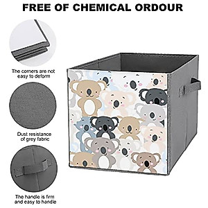 Funny Koala Bear Large Cubes Storage Bins Collapsible Canvas Storage Box Closet Organizers for Shelves