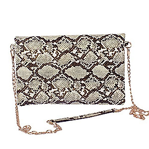 Ayliss Women's Snakeskin Bag Handbag Shoulder Clutch Purse Evening Bag PU Leather Crossbody Bag Chain Strap