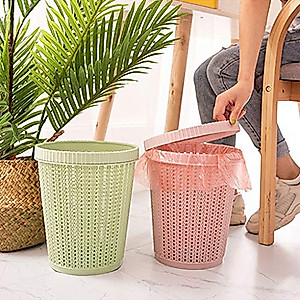 UWEL Hollow Garbage Bin with Built-in Garbage Bag Storage, PP Garbage Bin Storage Basket, Durable Home Trash Can Wastebasket Garbage Bin Basket for Living Room Bedroom Office (Blue)