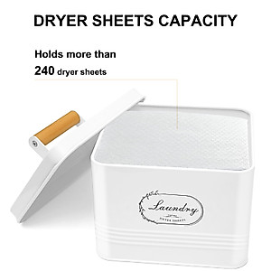 Holismo Dryer Sheet Container with Lid for Laundry Room Organization and Storage, Galvanized Metal Farmhouse Design Dryer Sheet Holder for Laundry Room Decoration, Dryer Sheet Dispenser Container
