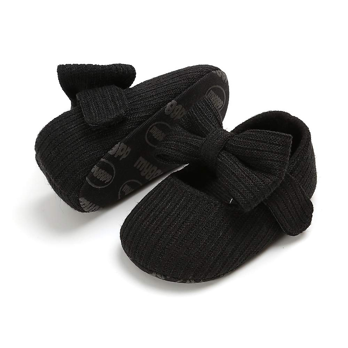 Ohwawadi Infant Baby Girl Shoes, Bowknot Baby Mary Jane Flats Princess Dress Shoes Soft Baby Crib Shoes (0-6 Months, 1933 Black)