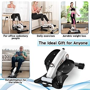 SPORFIT Under Desk Elliptical Machine, Seated Mini Elliptical Stepper for Office,Magnetic Resistance for Quiet and Durable,Pedal Exerciser w/LCD Monitor
