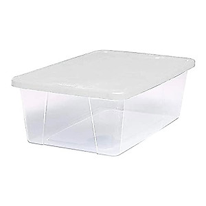 Homz 6 Quart Plastic Multipurpose Stackable Storage Container Bins with Secure Latching Lid for Home and Office Organization, Clear (10 Pack)