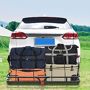 DMC-FPPS 500lbs Hitch Cargo Carrier, 53" L x 19" W x 5" H, 2 inch Adapter Shank, Black Steel Storage Baskets, Bumper Mounted Cargo Rack Carrier for RV's, Trucks, SUV's, Vans, Cars