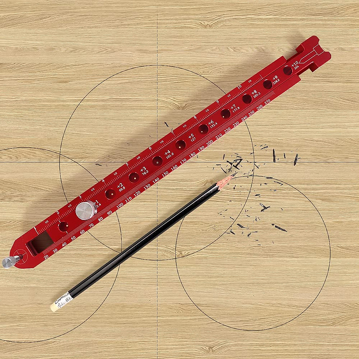 Heavy fog mountain Fixed-point Marking Gauge Woodworking Compass Scribe Metric/British Adjustable Drawing Circle Ruler Precision Drawing Supplies Measurement Tools