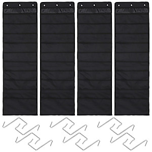 Homaisson 4 Packs Hanging Wall File Organizers with 12pcs Metal Hooks, Heavy-Duty 600D Oxford Storage Pocket Charts, Wall Hanging File Folders with 40 Pockets, Overdoor Magazine Hangers