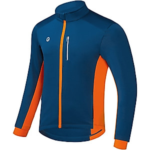 Przewalski Cycling Bike Jackets for Men Winter Thermal Running Jacket Windproof Breathable Reflective Softshell Windbreaker (Blue, XX-Large)
