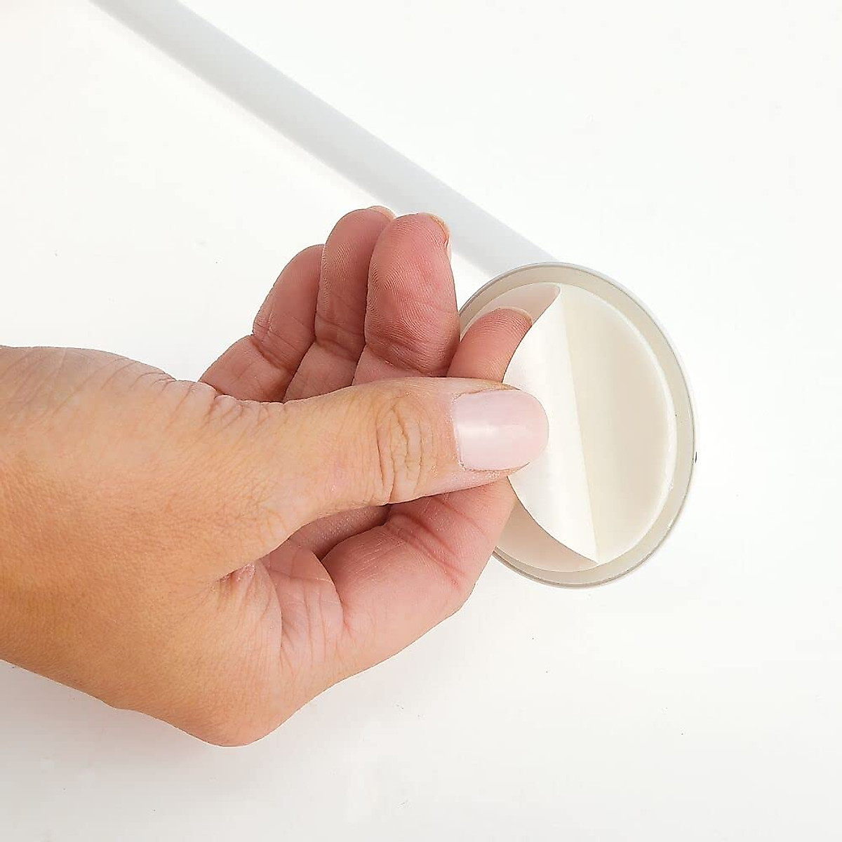 mDesign Soft Fabric Wall Mount/Over Door Hanging Storage Organizer - Self-Adhesive Tape - 6 Pockets for Child/Kids Room or Nursery - Polka Dot Print - Gray/White