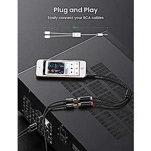 UGREEN 3.5mm Male to 2 RCA Female Jack Stereo Audio Cable Y Adapter Gold Plated Red and White to Headphone Cord Compatible with iPhone iPod iPad MP3 TV DVD Player DJ Controller Mixer Speaker, 0.8 Feet