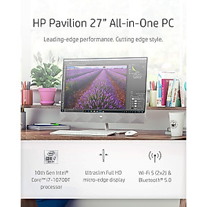 HP 27 Pavilion All-in-One PC, 10th Gen Intel i7-10700T Processor, 16 GB RAM, Dual Storage 512 GB SSD and 1TB HDD, Full HD IPS 27 inch Touchscreen, Windows 10 (Renewed)