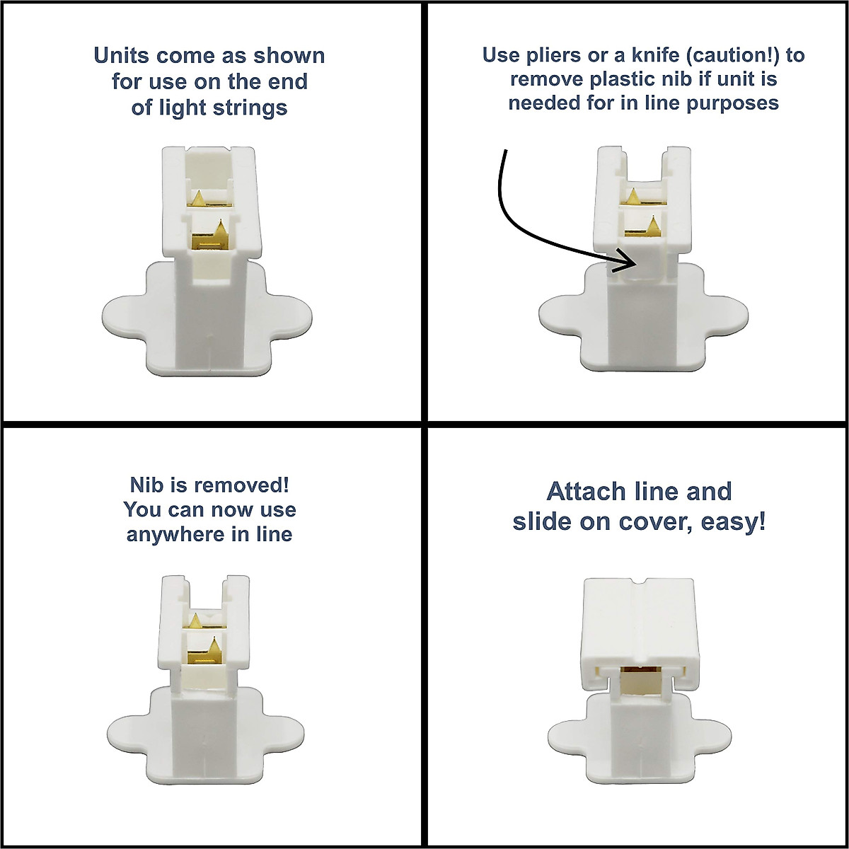 Creative Hobbies® White SPT-1 Female Slip On Plug, Zip Plug, Vampire Plug, Gilbert Plug, Slide Together Plug Add On Outlet | Pack of 5