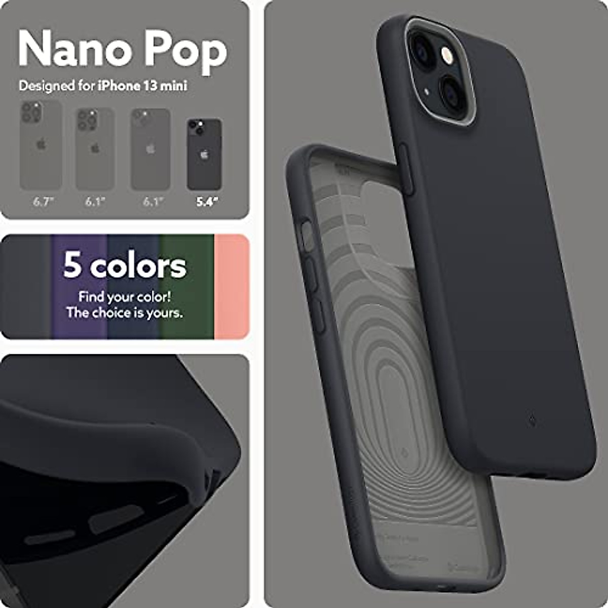 Caseology Nano Pop Silicone Case Compatible with iPhone 13 Mini Case (2021) - Black Sesame