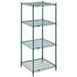 Nexel Poly-Green Adjustable Wire Shelving Unit, 4 Tier, Heavy Duty Commerical Storage Organizer Wire Rack, 24" x 24" x 63", Green