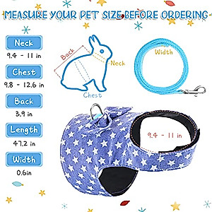 2 Set Rabbit Harness with Leash Adjustable Bunny Guinea Pig Bowknot Harness Set for Small Large Pets Costume Walking (M)