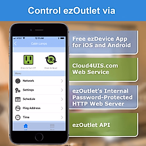ezOutlet5 - Internet Enabled IP & WiFi Remote Power Switch with Reboot (AC Power/Single Outlet/iOS/Android/Cloud/Web Controllable) - Newest Model