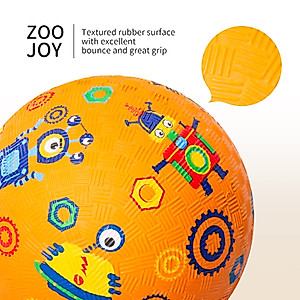 ZOOJOY Cartoon Playground Balls Toddlers, 5" Rubber Kickballs, Outdoor/Indoor Ball Game for Kids, for Boys Girls, W/Pump (Green)