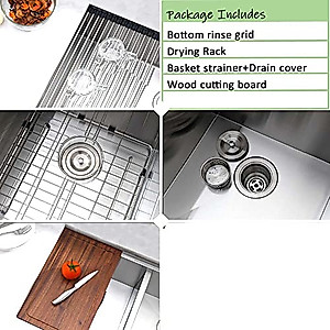 33 Inch Undermount Double Bowl Kitchen Sink Workstation- Wesliv 33x19 Stainless Steel Undermount Kitchen Sink 50/50 Low Divide Double Bowl Kitchen Sink 16 Gauge Deep Ledge Workstation Sink