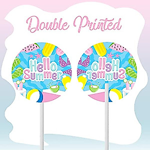 36Pcs Summer Pool Cupcake Toppers Pool Party Decorations Swimming Pool Cupcake Toppers Water Pool Themed Birthday Cake Picks for Swimming Baby Shower Party Supplies