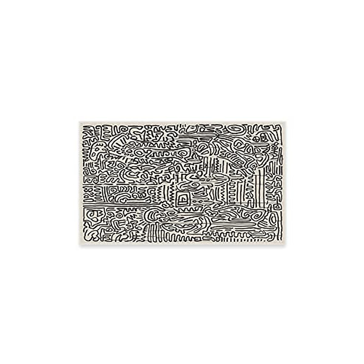 RUGGABLE x Keith Haring Washable Rug - Perfect Area Rug for Living Room Bedroom Kitchen - Child Friendly - Stain & Water Resistant - Freestyle Black & Ivory 3'x5' (Standard Pad)