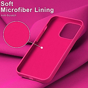DEENAKIN Compatible with iPhone 14 Pro Max Case with Screen Protector,Soft Flexible Silicone Rubber Cover for Women Girls,Slim Fit Shockproof Protective Phone Case 6.7" Hot Pink