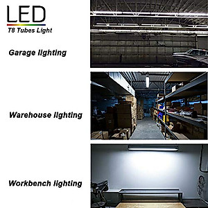 20-Pack, LED Shop Light, 8FT 144W 14500LM 6000K, Cold White, U Shape, Clear Cover, Hight Output, Linkable Shop Lights, T8 LED Tube Lights, LED Shop Lights for Garage 8 Foot with Plug (20PCS 8FT 6000K)