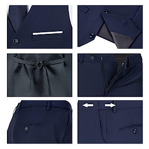 Men's 2 Piece Suit Slim Fit Wedding Groomsmen Suits Vest Pants Set Casual Business Tux Waistcoat and Trousers Navy Blue XXL