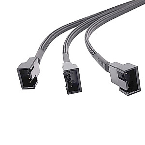 ThreeBulls 2 Pack 4-Pin PWM Fan Splitter Cable, Sleeved Braided Adapter Computer PC Fan Power Extension Cable 1 to 3 Converter for Computer ATX Case 4-Pin/3-Pin Cooling Fan Cable (10.6" 1 to 3)