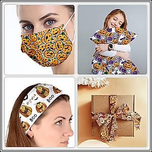 Halloween Fabric Squares,8 Pieces Spooky Fall Pumpkins Cotton Fabric,50cm x 50cm/20 x 20Inches Halloween Quilting Material for Halloween Horror Autumn Party Decorations Sewing Clothes