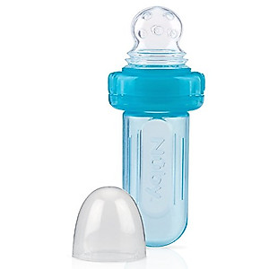 Nuby EZ Squee-Z Silicone Self Feeding Baby Food Dispenser, 1 Count (Pack of 1) - Aqua/Pink/Green, Colors May Vary