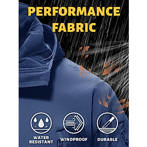 TACVASEN Men's Ski Snow Fleece Jackets Special Ops Military Tactical Pockets Rain Jacket Waterproof Warm Fall Winter Coat Softshell Royal blue 2XL