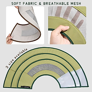 LAVAMOND Breathable Soft Dog Recovery Cone Collar After Surgery, Adjustable Lightweight Elizabethan Collar with Air Mesh for Cats, Protective Collar to Stop Licking for Puppy, Khaki, M