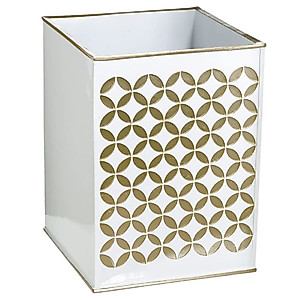 Creative Scents White Bathroom Trash Can - Decorative Waste Basket for Bathroom - Durable Waste Paper Basket - Space Friendly Bath DustBin - for Elegant Bathroom Décor (Diamond Lattice Style)