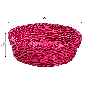 AVLA 4 Pack Woven Breads Baskets, Imitation Rattan Fruit Storage Bowls, Stackable Handwoven Serving Basket, Poly-Wicker Round Basket Set for Organizing, Decorative Gift Basket for Countertop, Pantry
