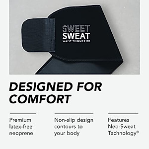 Sports Research Sweet Sweat Waist Trimmer Get More from Your Workout - Sweat Band Increases Stomach Temp to Cut Water Weight - Gym Waist Trainer Belt for Women & Men - Faja para Hacer Ejercicios