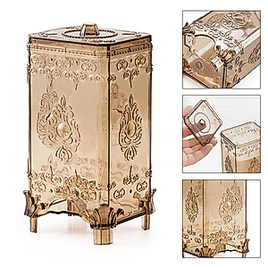 Bydezcon Cotton Pads Holder Dispenser Vintage Makeup Cosmetic Clear Storage Box Organizer