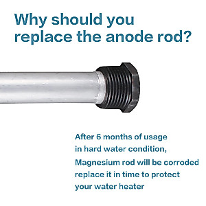 Rv Heater Anode Rod 2 Pack Eau Magnesium Rv Hot Water Tank Anode Rod Suburban and Morflo - 9.25''Long & 3/4'' Thread - Long Lasting Tank Corrosion Protection