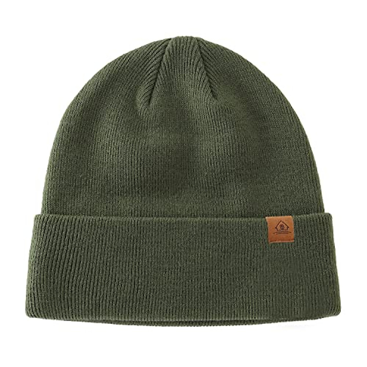 Home Prefer Men's Winter Hats Acrylic Knit Cuff Beanie Cap Warm Daily Beanie Hat Army Green